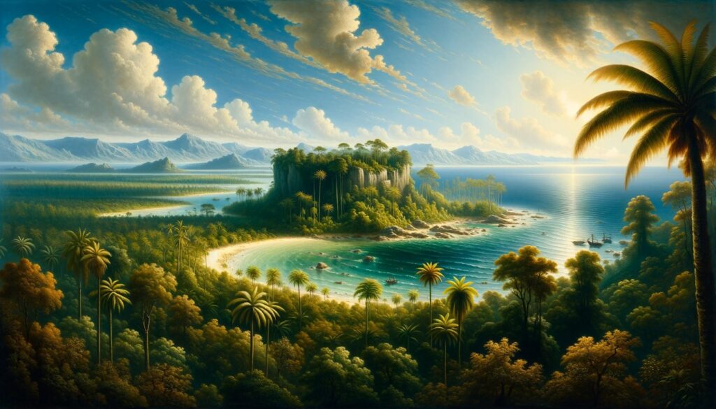 Prehistoric Tropical Beach - Stock Illustration | Digital Art